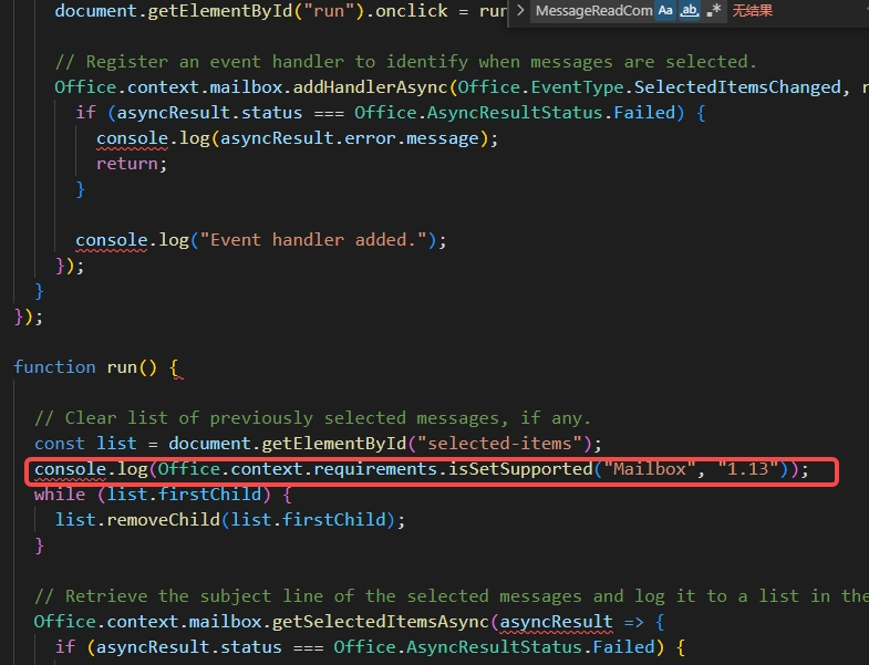 Office.context.mailbox.getSelectedItemsAsync is not available · Issue #3424 · OfficeDev/office ...