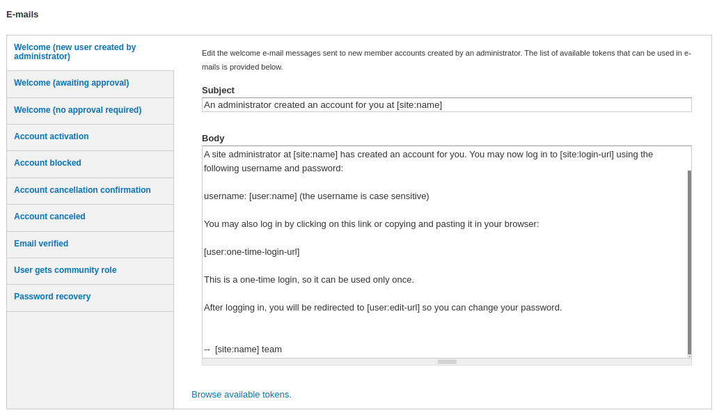 [UX] User account email settings: fieldsets use for #group a value that does not match any form ...