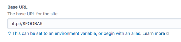 Site base URL prefixed with "http://" if set to an environment variable not currently in .env ...