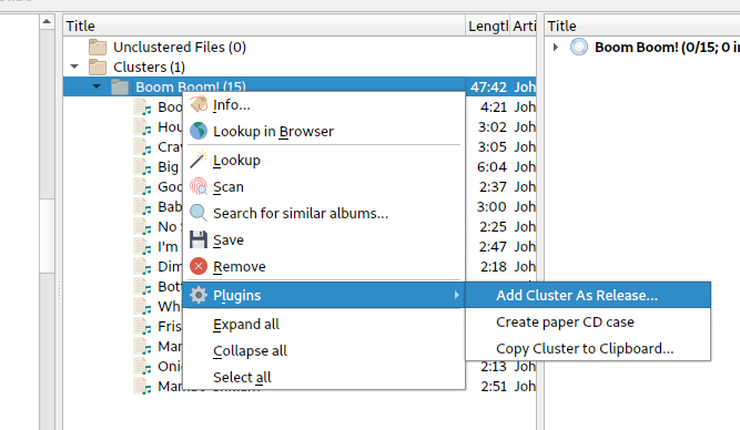 Plugin "Add Cluster As Release" not working · Issue #152 · metabrainz/picard-plugins · GitHub