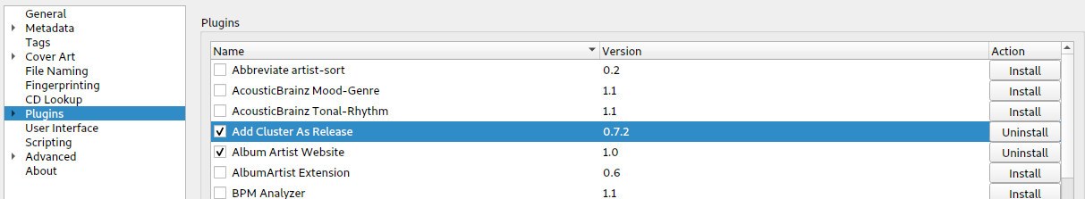 Plugin "Add Cluster As Release" not working · Issue #152 · metabrainz/picard-plugins · GitHub