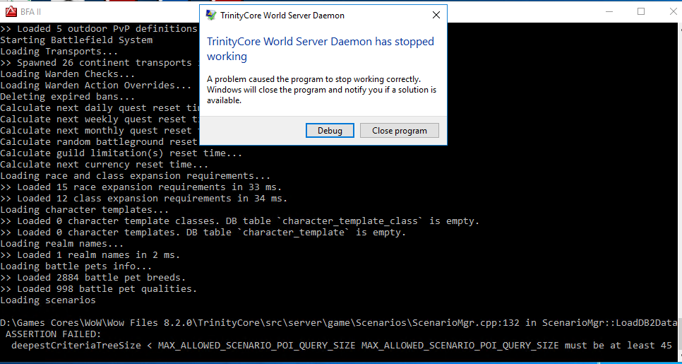 Server Failed To Start Loading Scenarios · Issue 23728 · Trinitycoretrinitycore · Github 