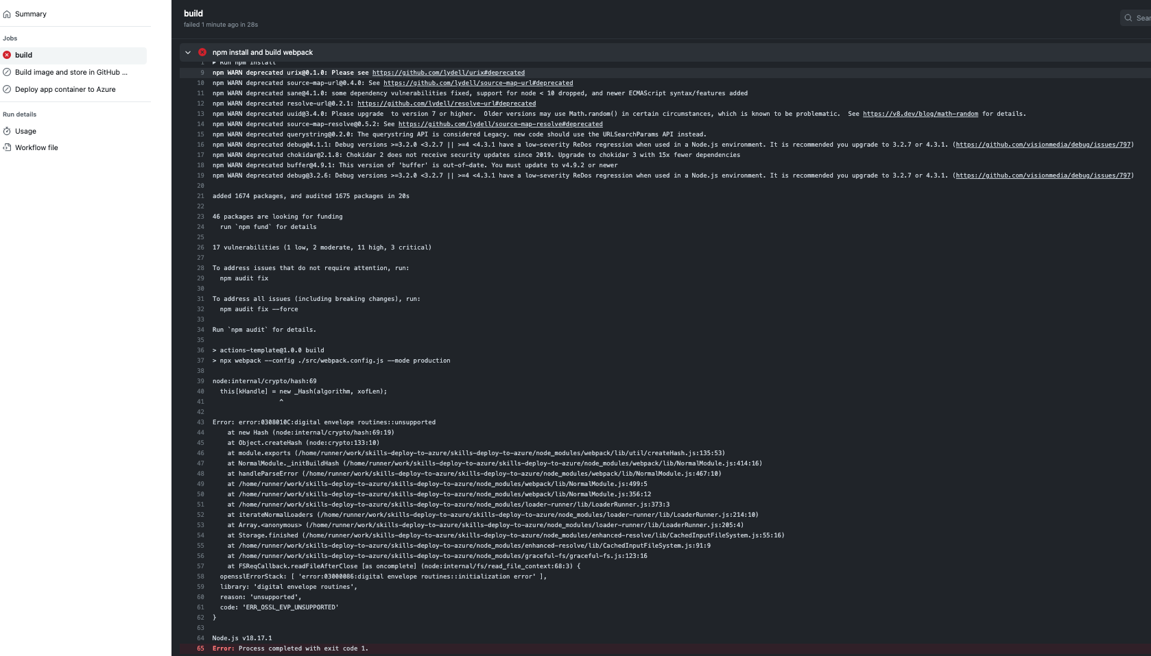 [Bug] Node version error, cannot complete step 4. · Issue #54 · skills ...