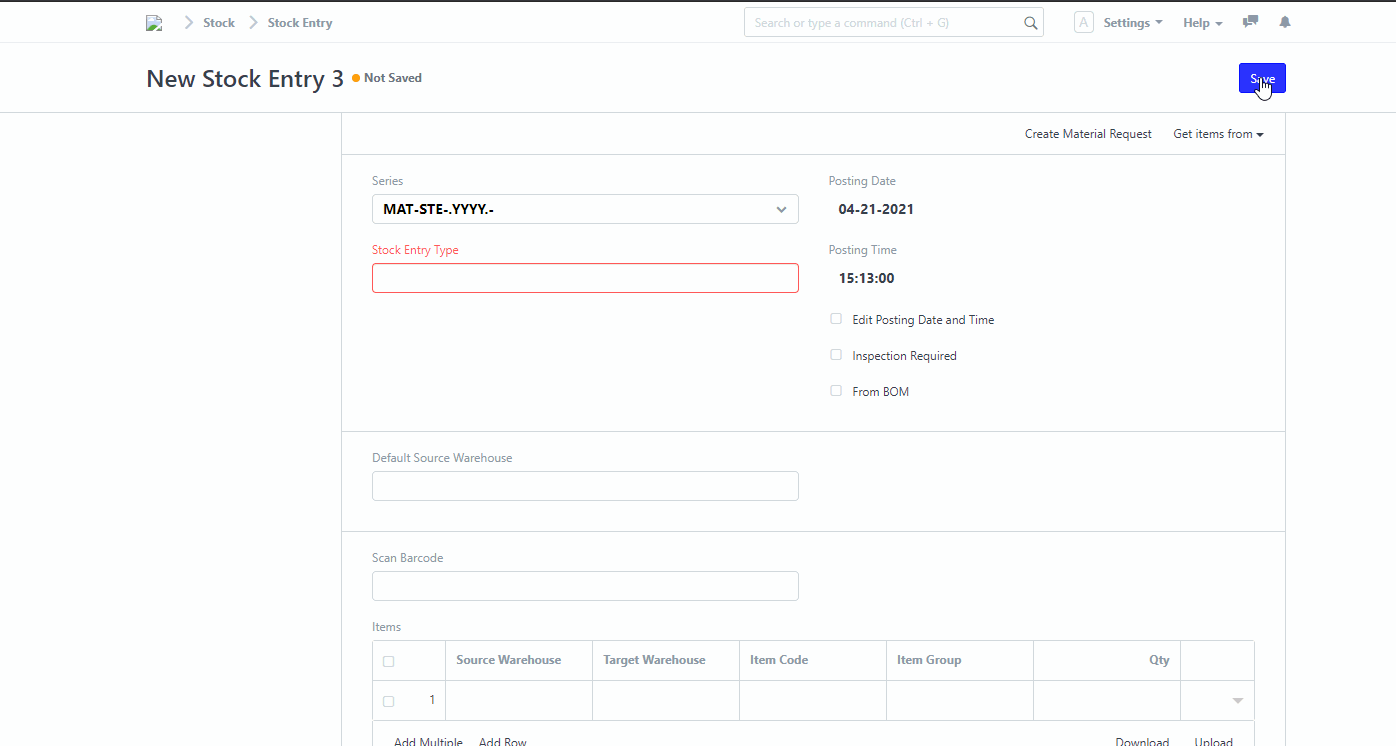 Create Stock Entry moving all items from warehouse A to warehouse B ...