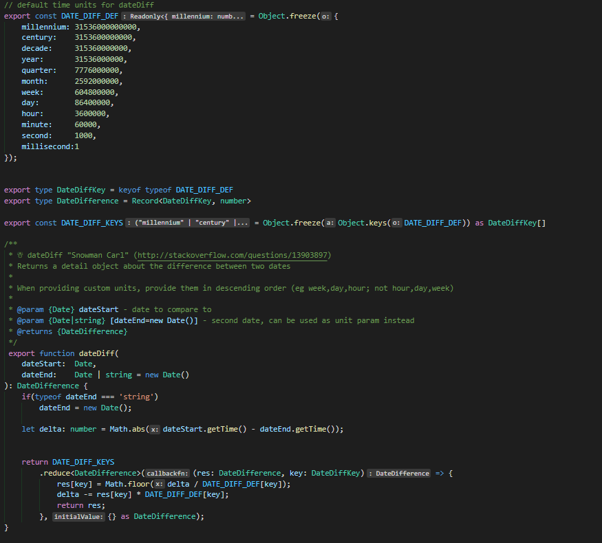  DateDiff Returns A Detail Object About The Difference Between Two 