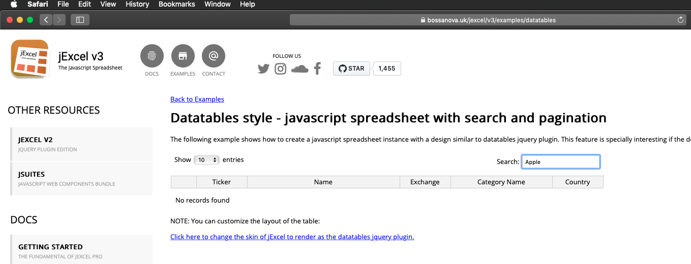 Search not working · Issue #418 · jspreadsheet/ce · GitHub