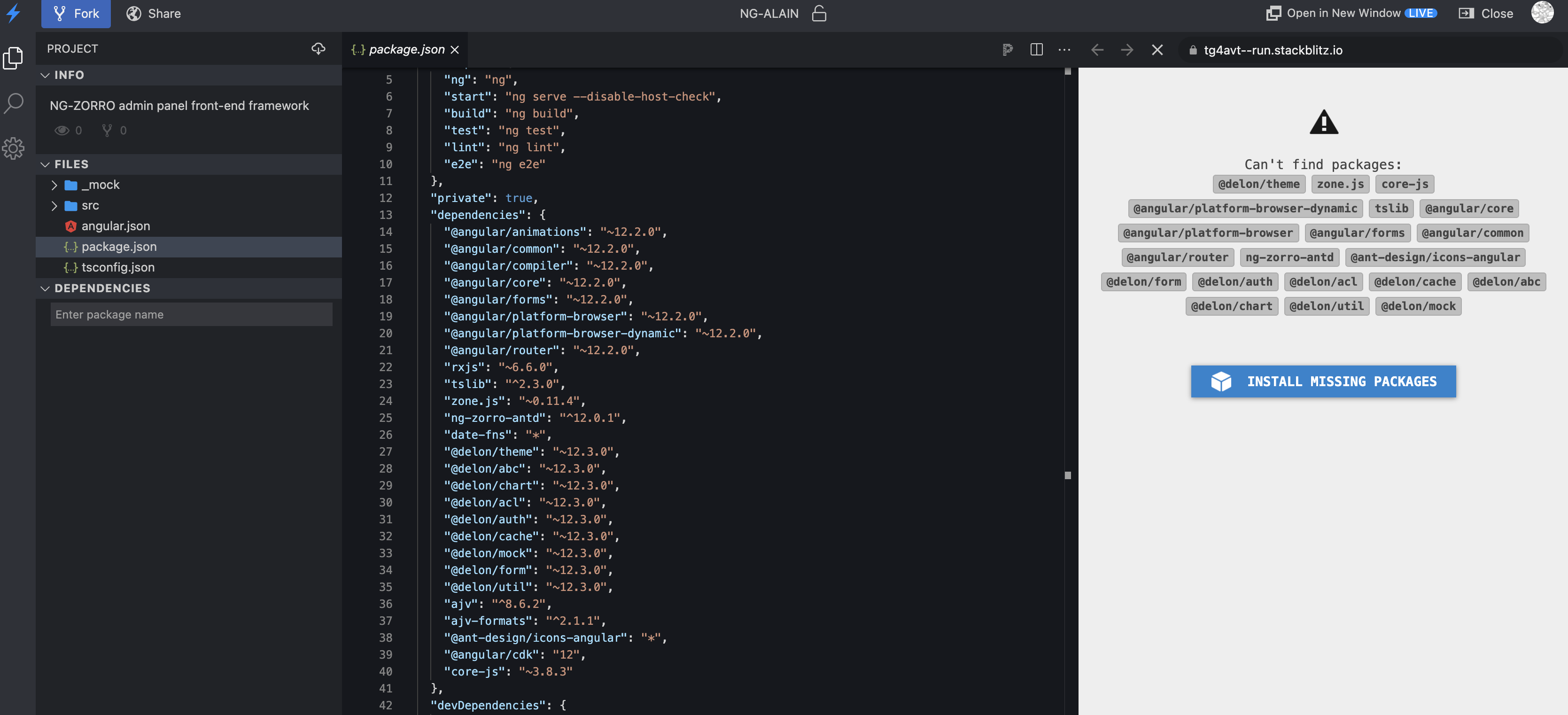Package Json Missing · Issue 1660 · Stackblitz Core · Github