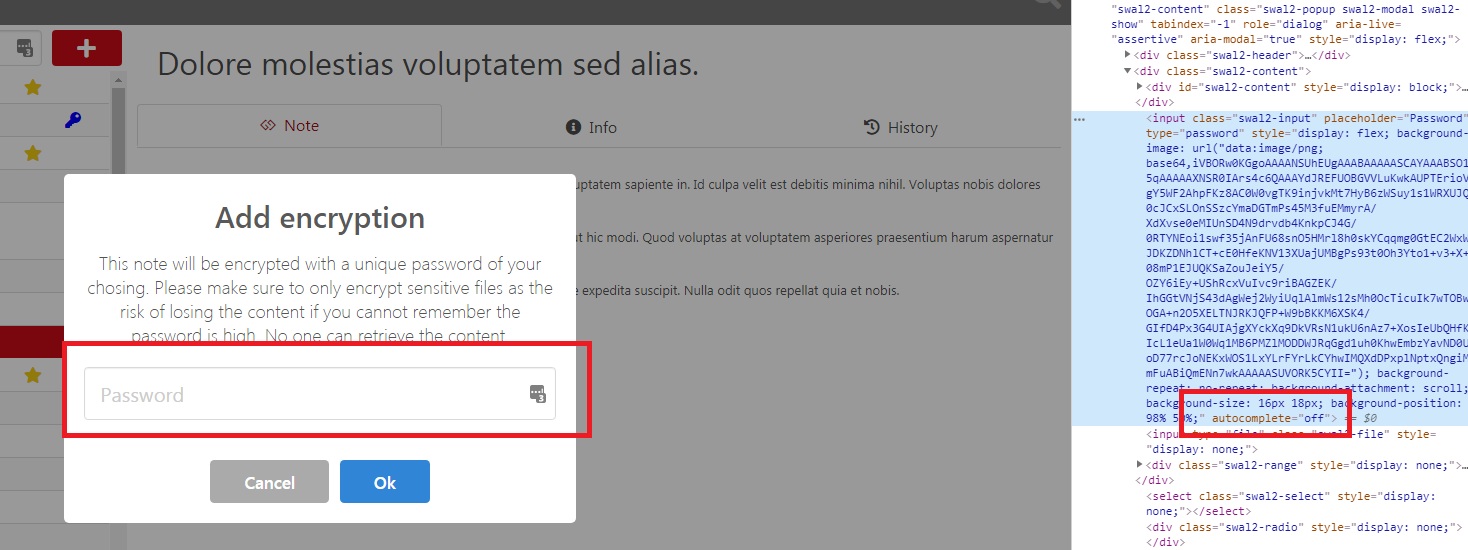 Input swal with password creates chrome alert and triggers password ...