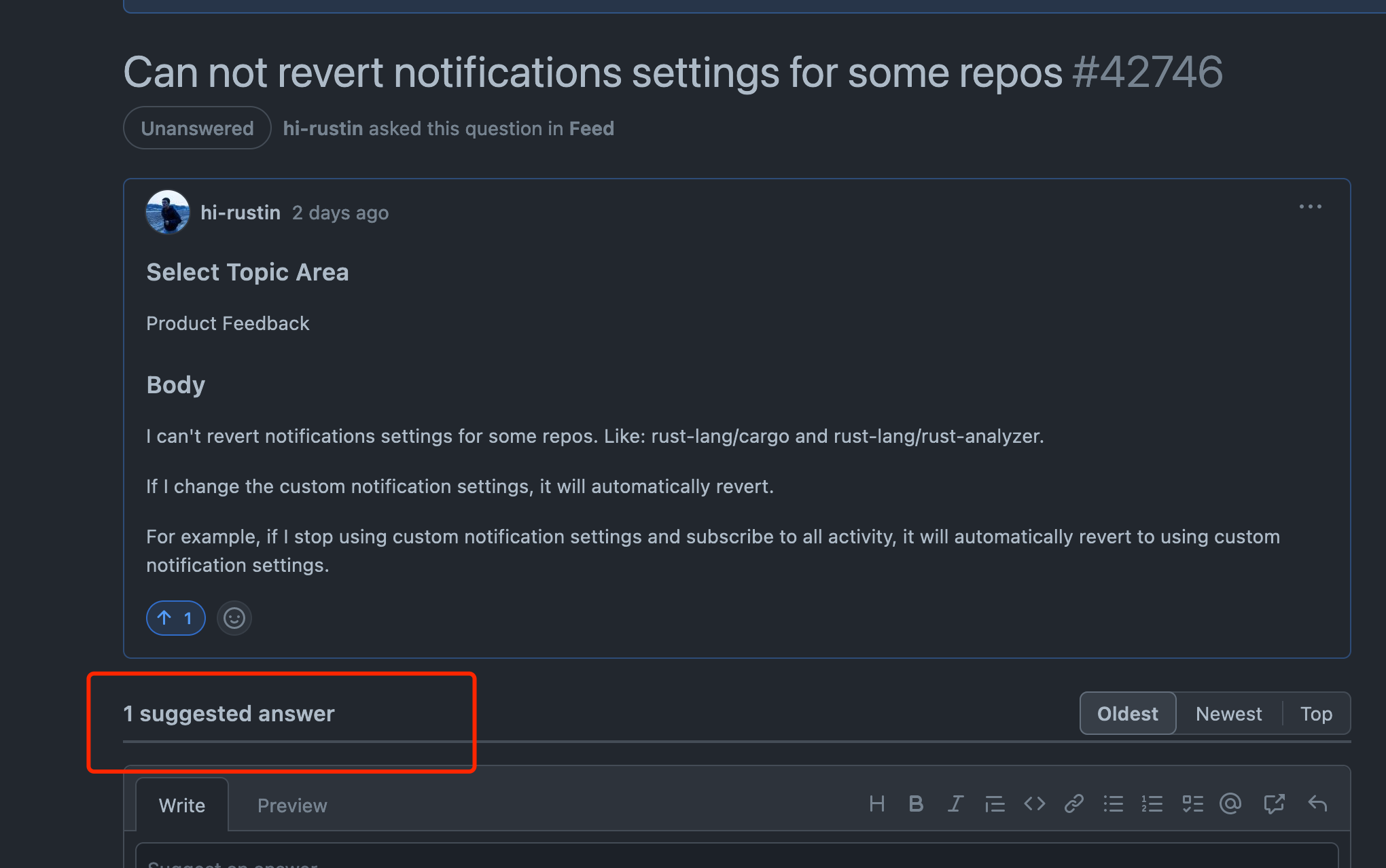 Can not revert notifications settings for some repos · community · Discussion #42746 · GitHub