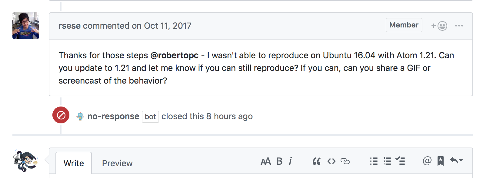 Issues Sometimes Closed Without Comment · Issue 24 · Probot No Response · Github