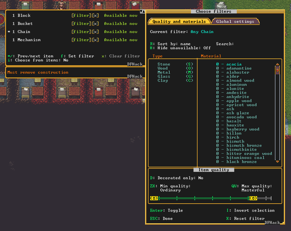 Ropes (cloth, silk, wool) not listed in filter window when building wells. · Issue #3172 ...