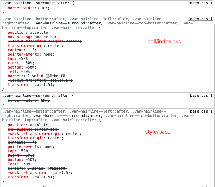 Cell 组件中对于 .van-hairline--surround::after 的样式定义冗余了 · Issue #187 · AntmJS/vantui · GitHub