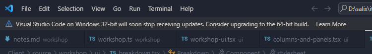 VSCode warning 64 bit Windows users about deprecated 32 bit Windows support · Issue #192479 ...
