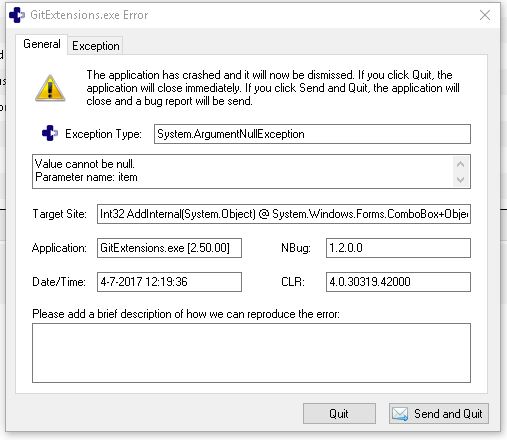 GitExtensions gives continuous System.ArgumentNullException · Issue #3806 · gitextensions ...