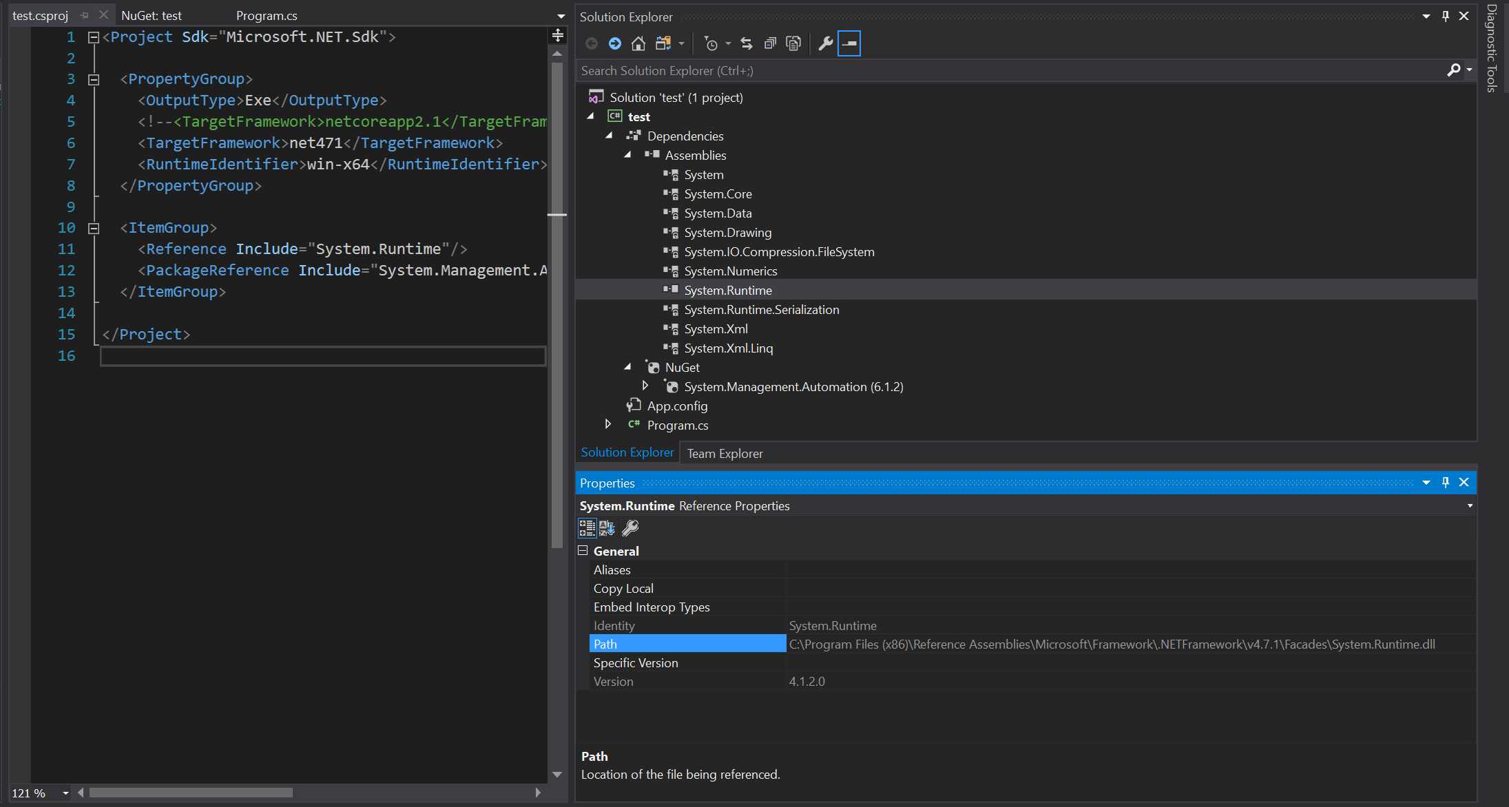Throw 'Could not load file or assembly' exception when using package System.Management ...