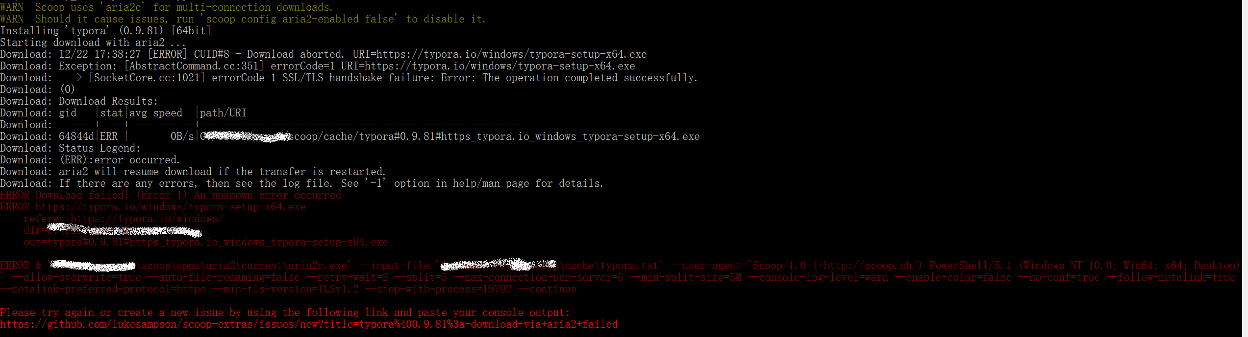 typora@0.9.81: download via aria2 failed · Issue #3389 · ScoopInstaller/Extras · GitHub