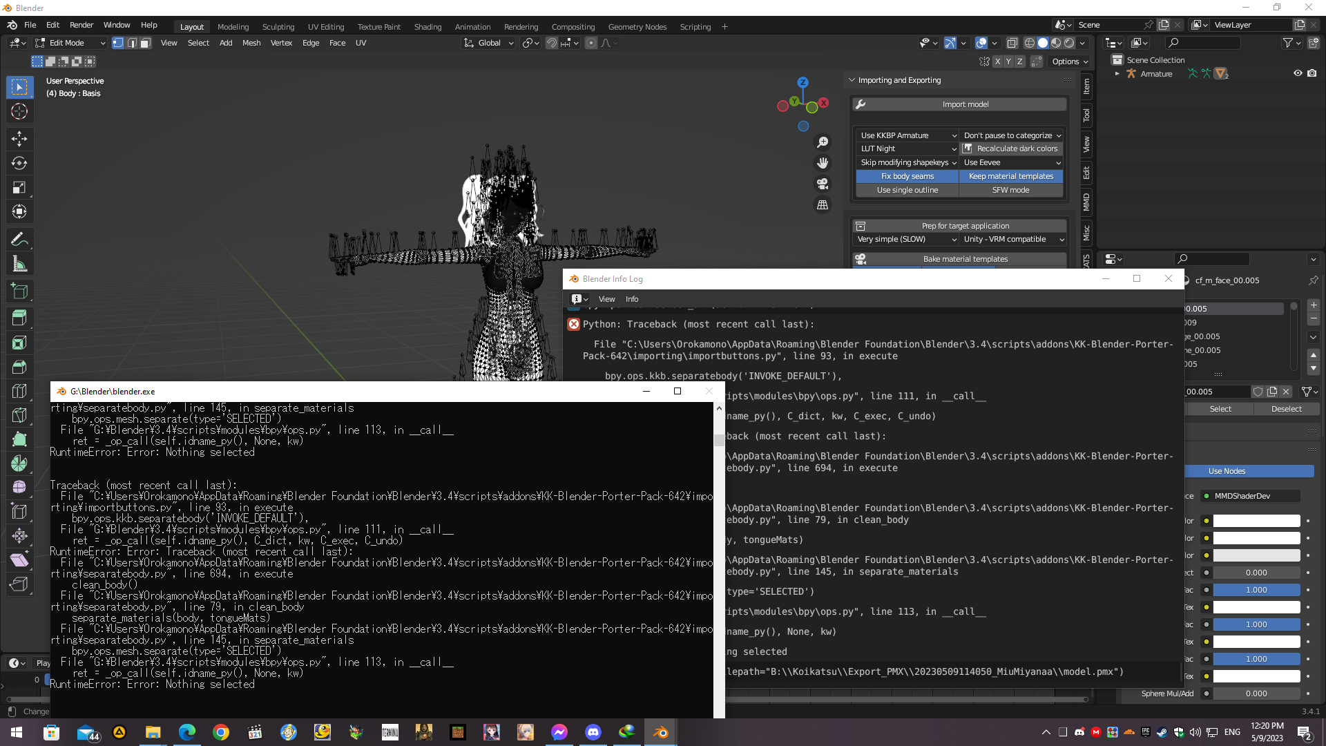 Error when importing the model, model just plain white or doesn't have ...
