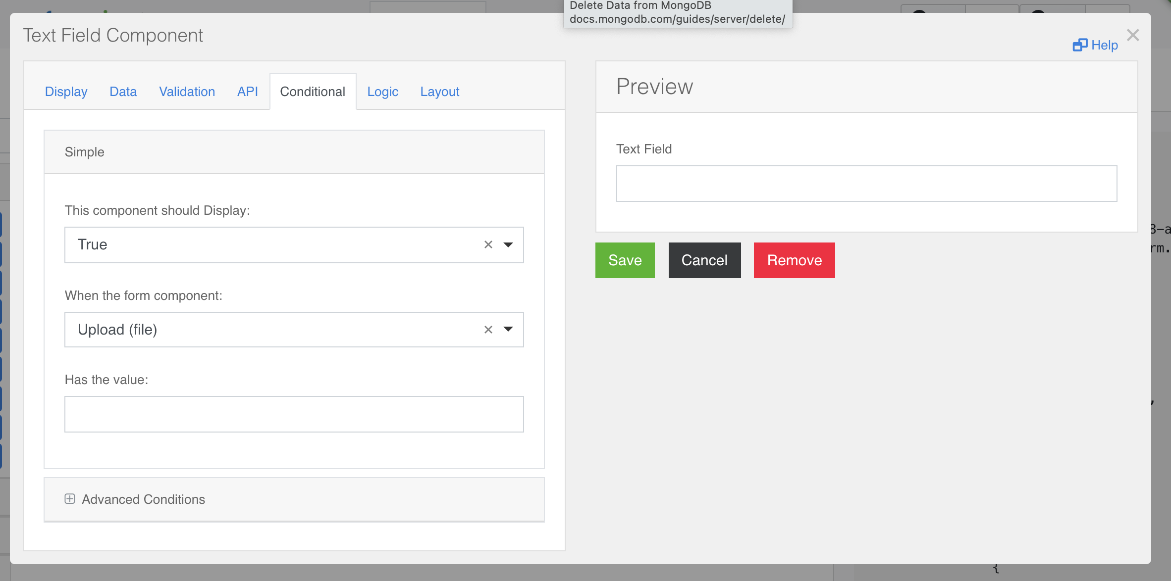 [QUESTION] Conditional view at complex components. · Issue #3735 · formio/formio.js · GitHub