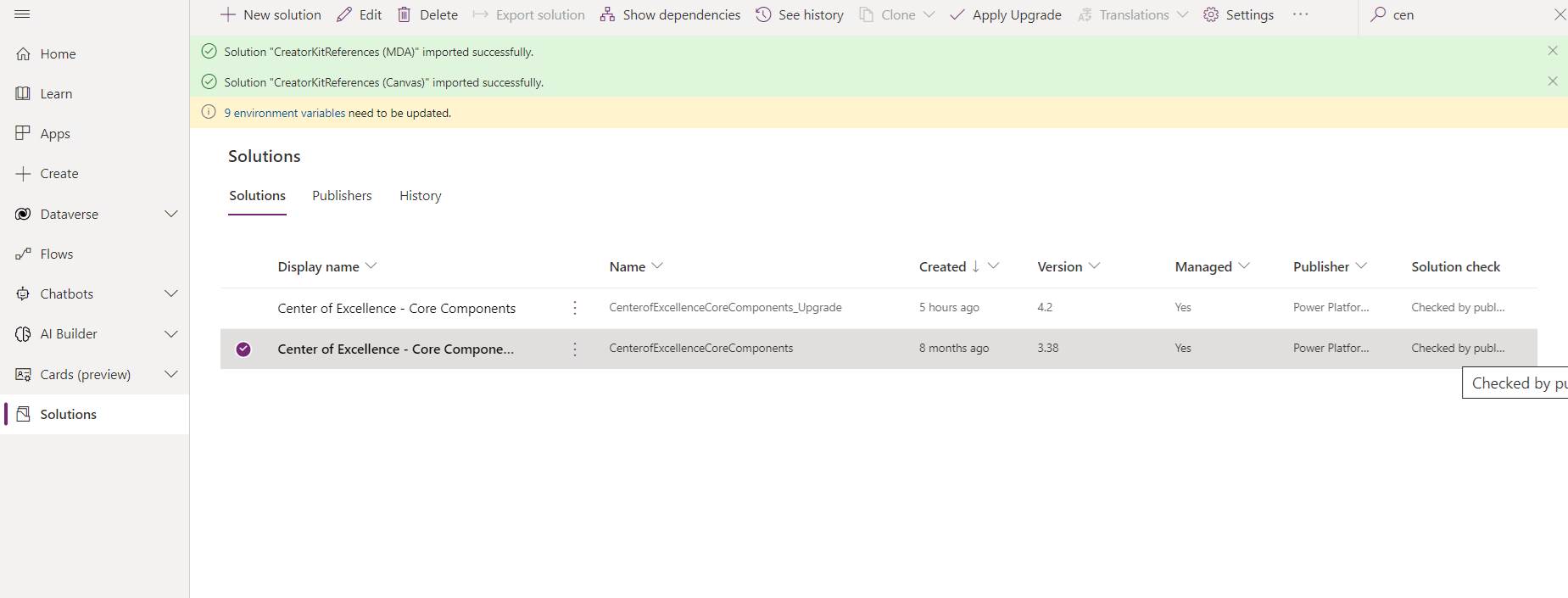 [CoE Starter Kit - BUG] Solution "Center of Excellence - Core Components" failed to import while ...