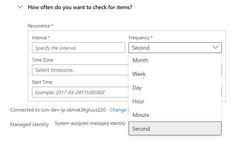The new designer for logic apps standard does not allow use of recurrence parameters in trigger ...