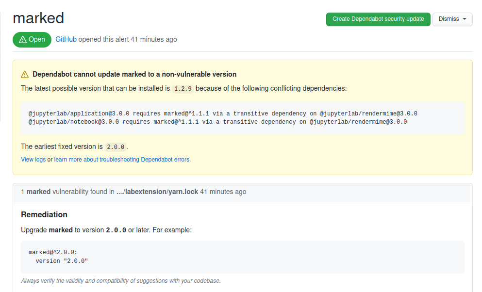 Npm Security Vulnerability In Jupyterlabrendermime Dependency · Issue 9808 · Jupyterlab