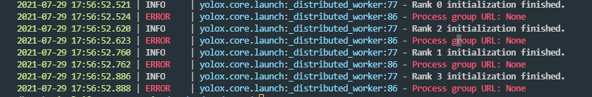 Error: Process group URL: None · Issue #255 · Megvii-BaseDetection/YOLOX · GitHub
