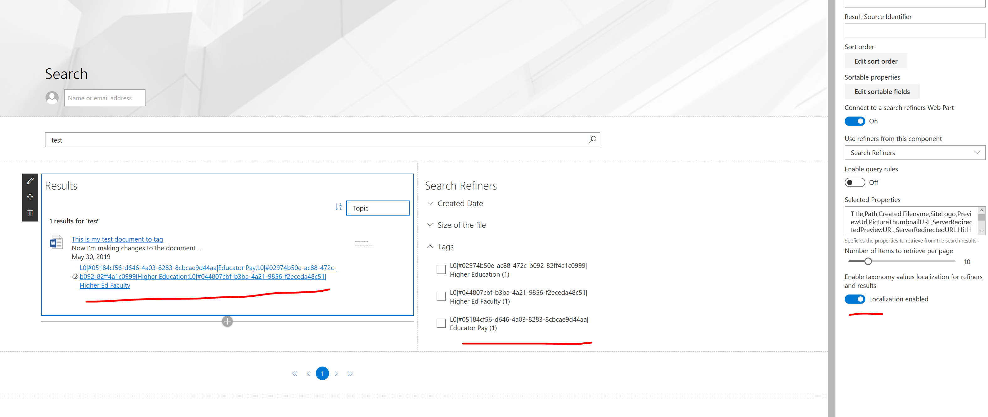 Tags in Search Results not displaying correctly when Sorting is applied ...
