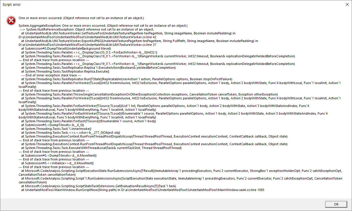 object reference not set to an instance of an object error while exporting tilesets (after ...