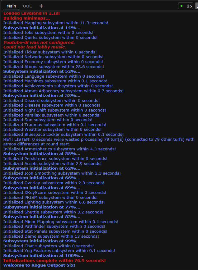 The initial subsystem loading now gives an approximate % to completion, among other style tweaks ...