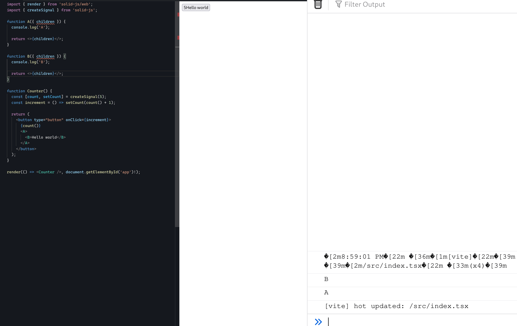 Some Weird Bug While Rendering Elements · Issue 1234 · Solidjssolid · Github 