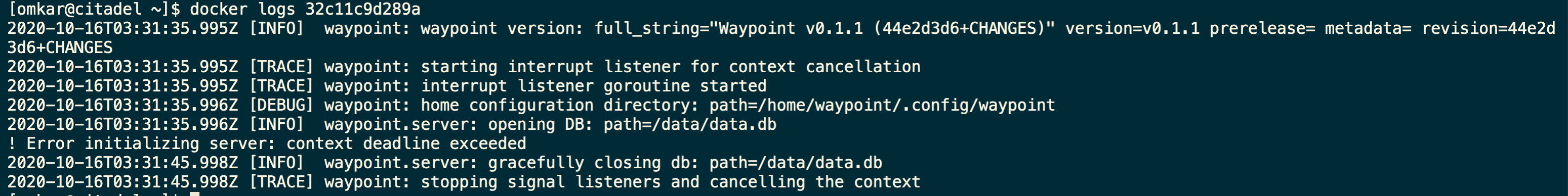 ! Error initializing server: context deadline exceeded · Issue #504 · hashicorp/waypoint · GitHub