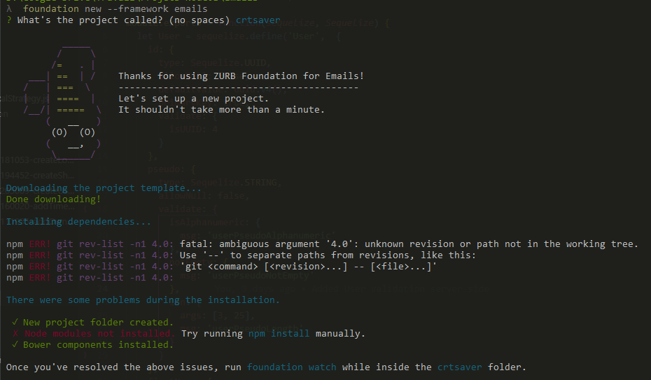 [getting Started With Sass] Unable To Install Correctly · Issue 930 · Foundation Foundation