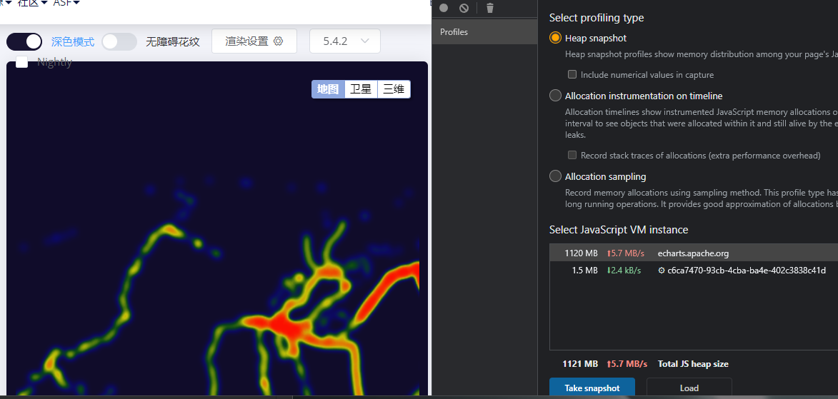 [Bug] echarts 使用百度地图组件更新option，total js heap size一直增长，造成内存泄漏 · Issue #18686 · apache/echarts ...