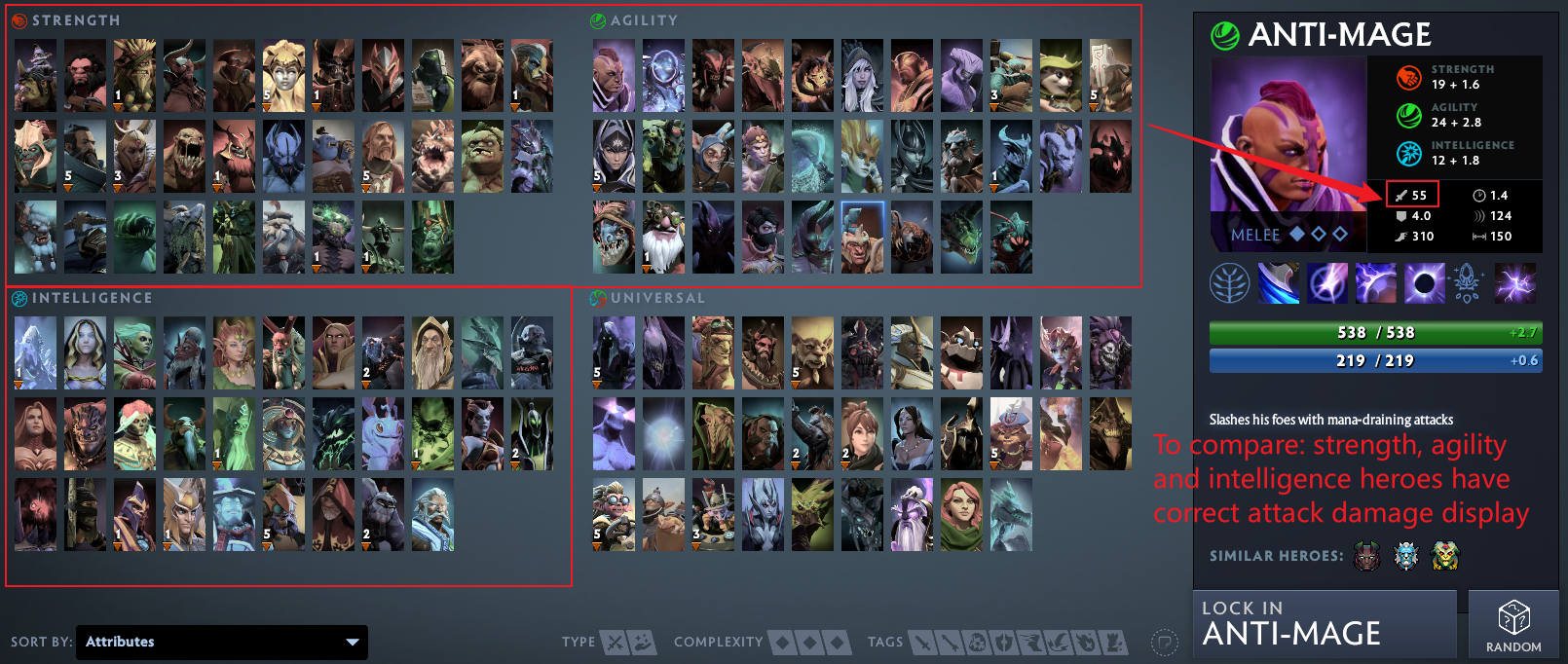 7.33c - Universal heroes have incorrect attack damage display during picking phase · Issue #9587 ...