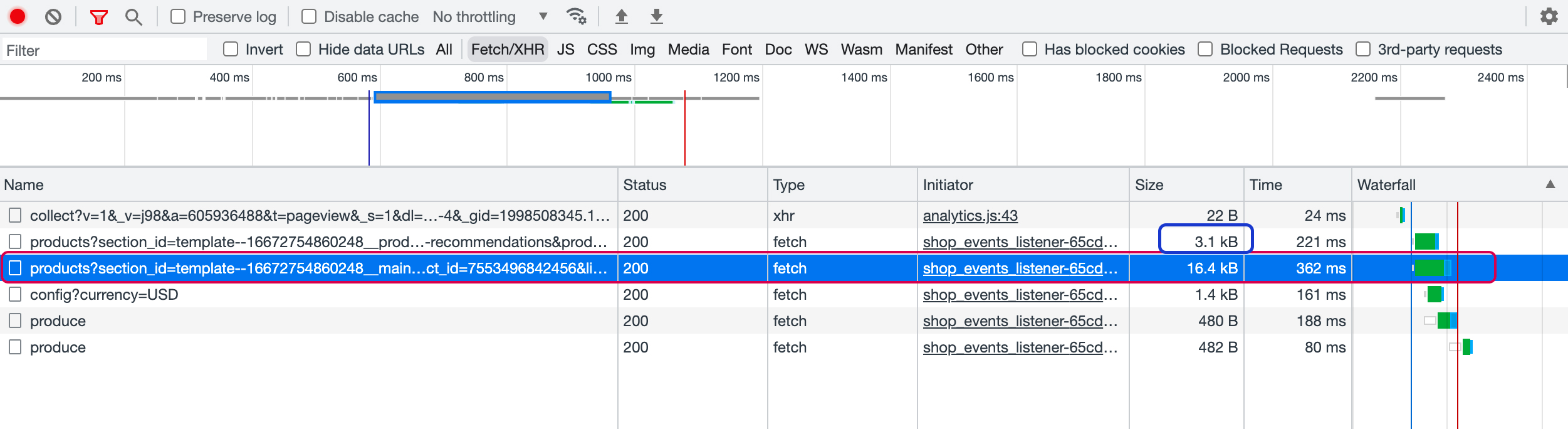 [Product page] Complimentary product block is fetching the entire product section then deleting ...