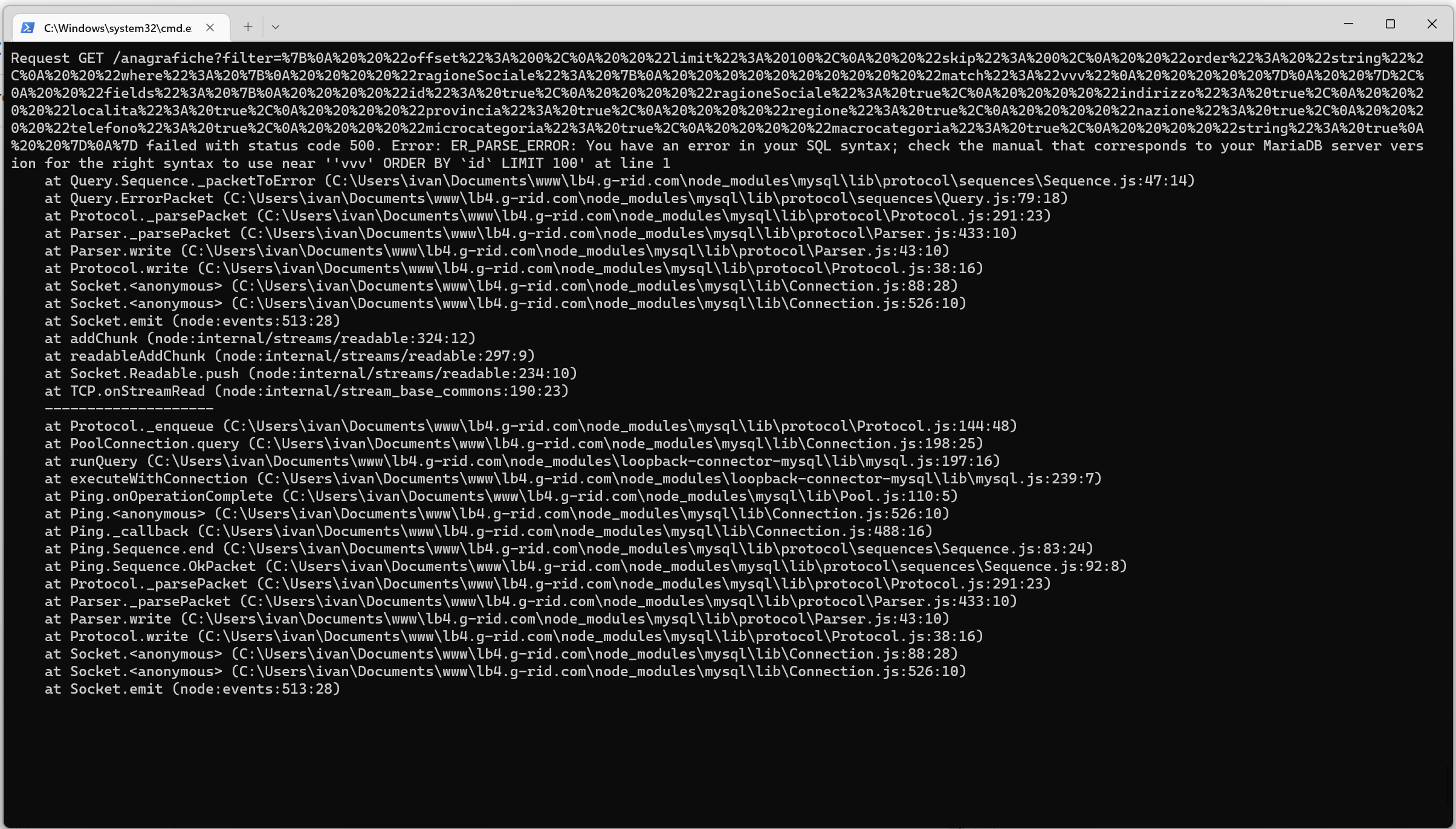 FULLTEXT MYSQL Failed With Status Code 500 Error ER PARSE ERROR FULLTEXT MYSQL Failed With Status Code 500 Error ER PARSE ERROR