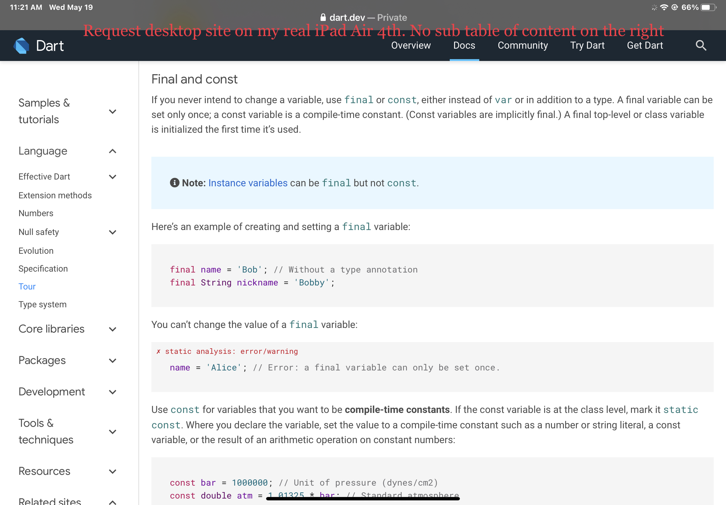Explore easier access of Table of Contents on tablets/mobile · Issue #3264 · dart-lang/site-www ...
