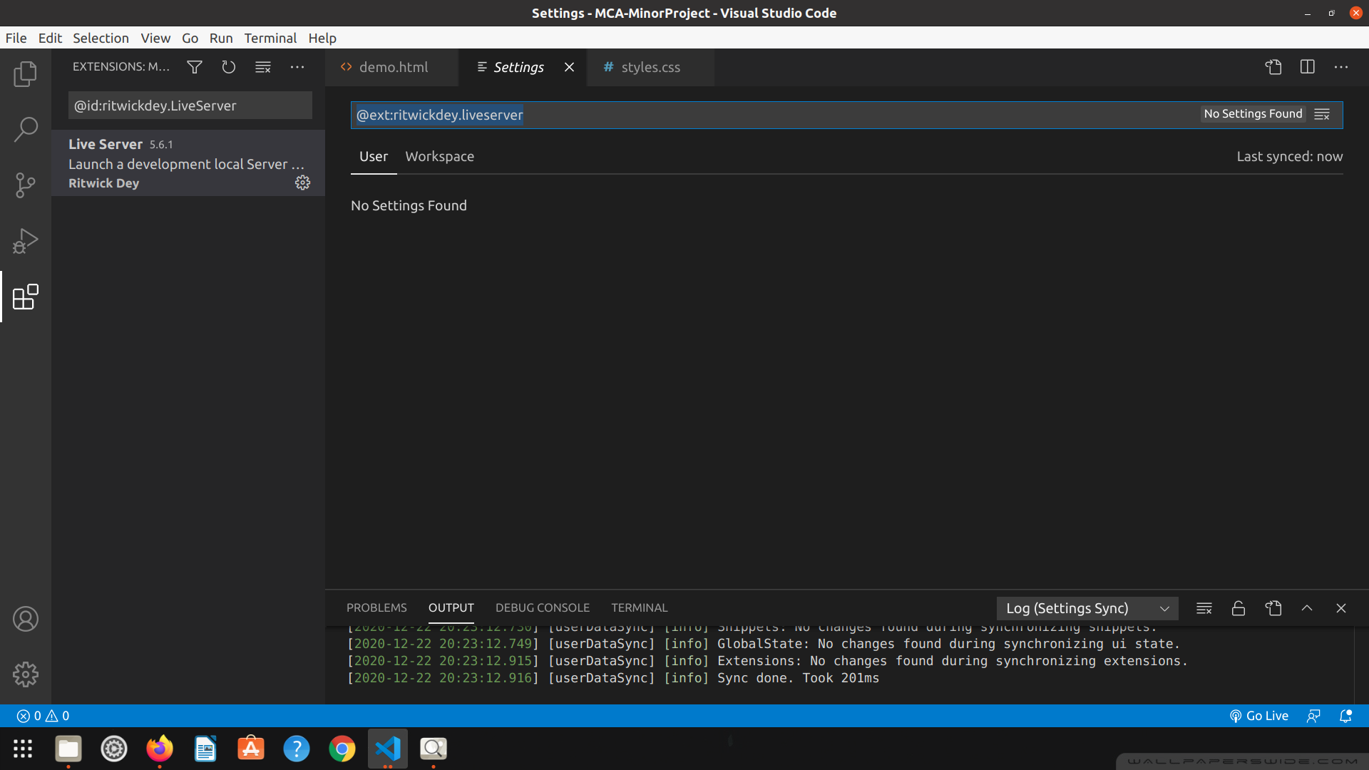 Cannot access live server settings · Issue #1265 · ritwickdey/vscode-live-server · GitHub
