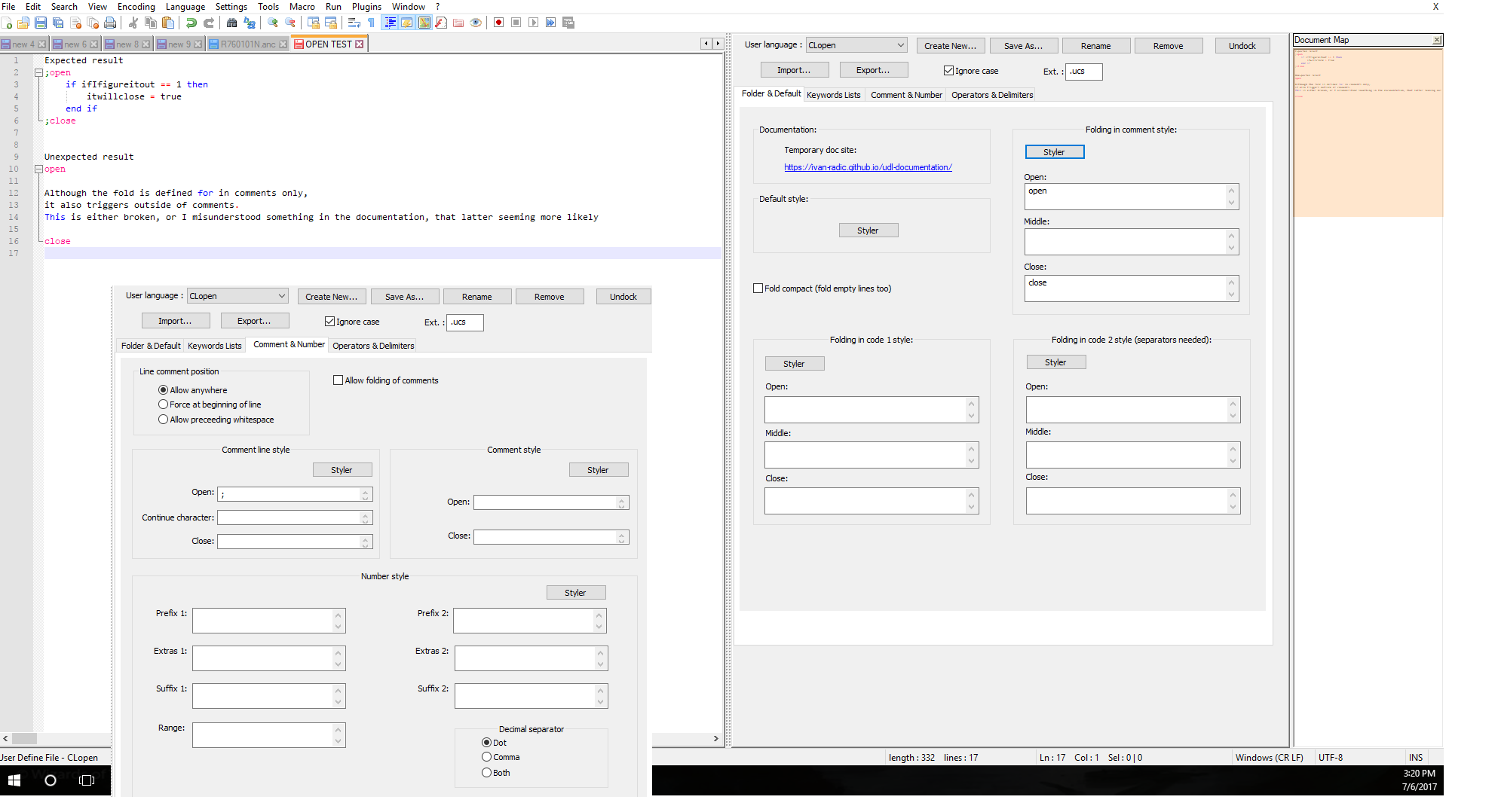 UDL Folding in comment style triggers fold outside of comments. · Issue ...