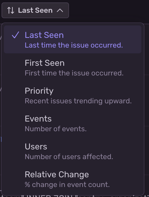 Change default sort to "priority" · Issue #48484 · getsentry/sentry · GitHub