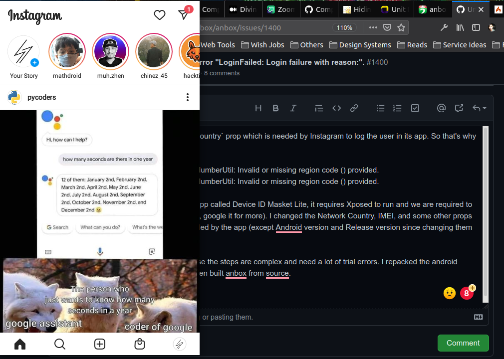 Unable to log into Instagram due to error "LoginFailed: Login failure ...
