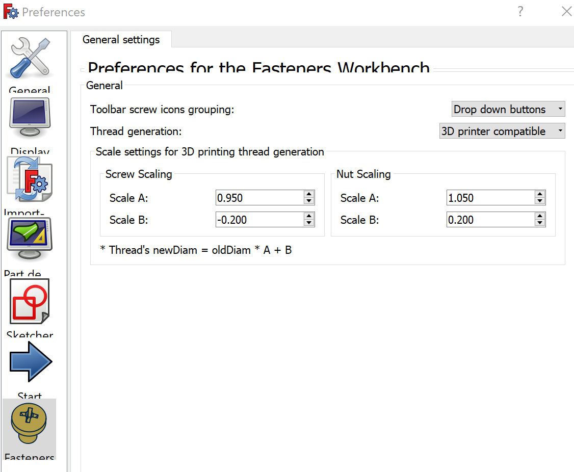 Scale thread for 3D printing does not seem to work. · Issue #80 · shaise/FreeCAD_FastenersWB ...