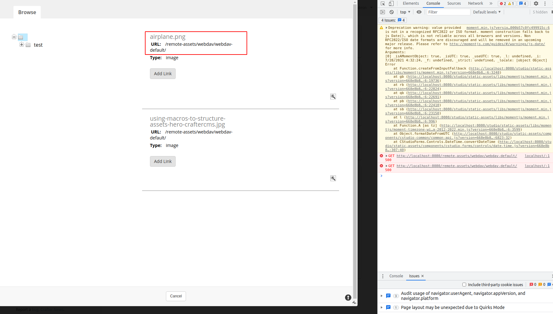 [studio-ui] WebDAV assets in root folder is not selectable · Issue #4862 · craftercms/craftercms ...
