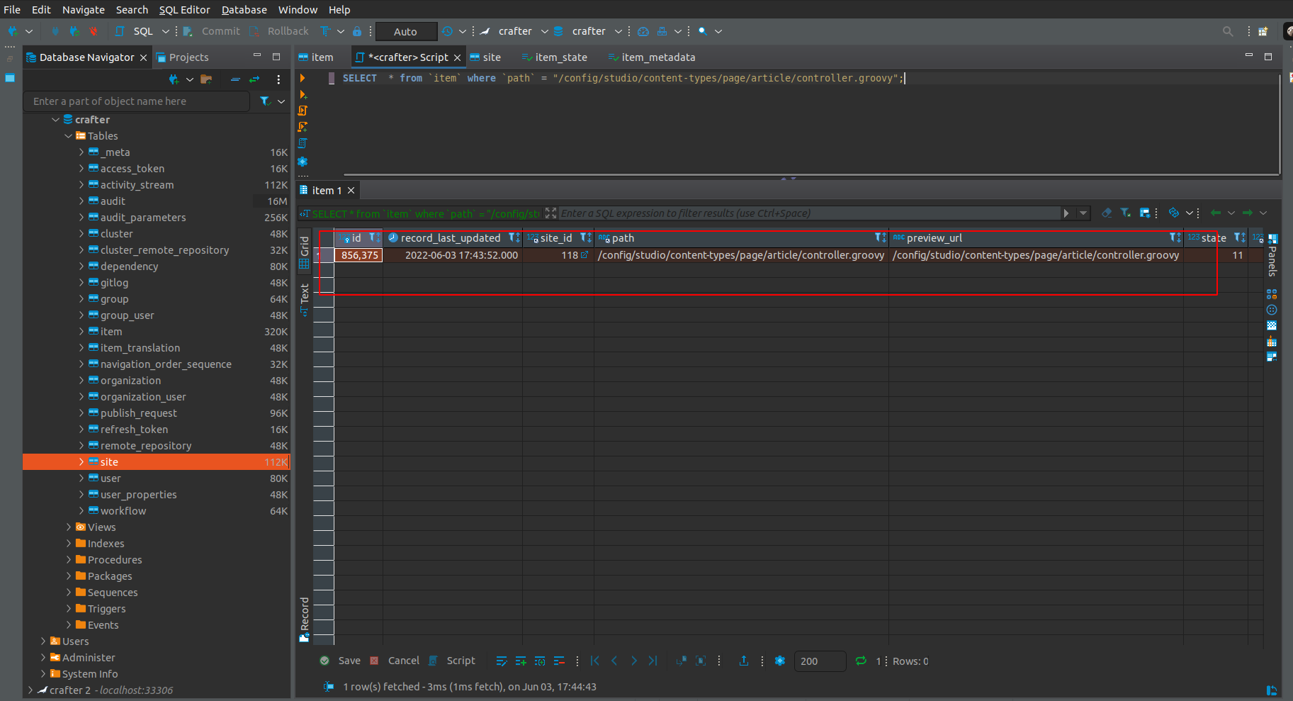 [studio] After creating a groovy controller on config folder using write-content API, it isn't ...