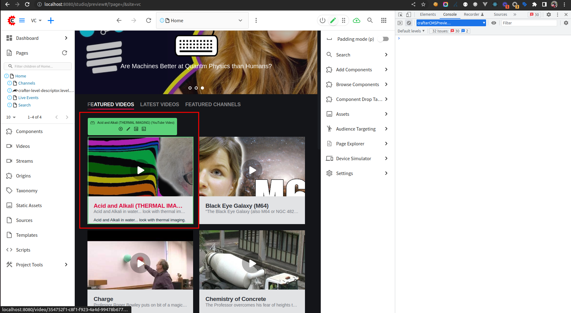 [videocenter] Blank page when click through selected XB element · Issue #5906 · craftercms ...