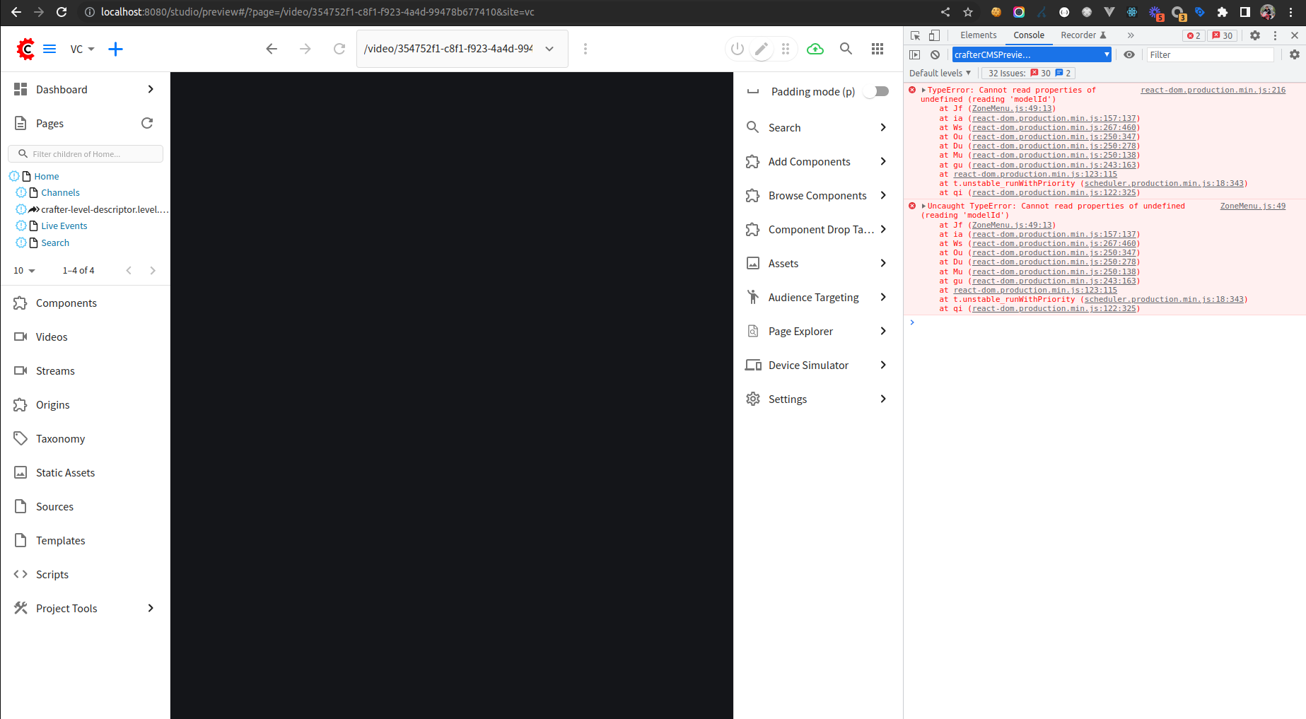 [videocenter] Blank page when click through selected XB element · Issue #5906 · craftercms ...