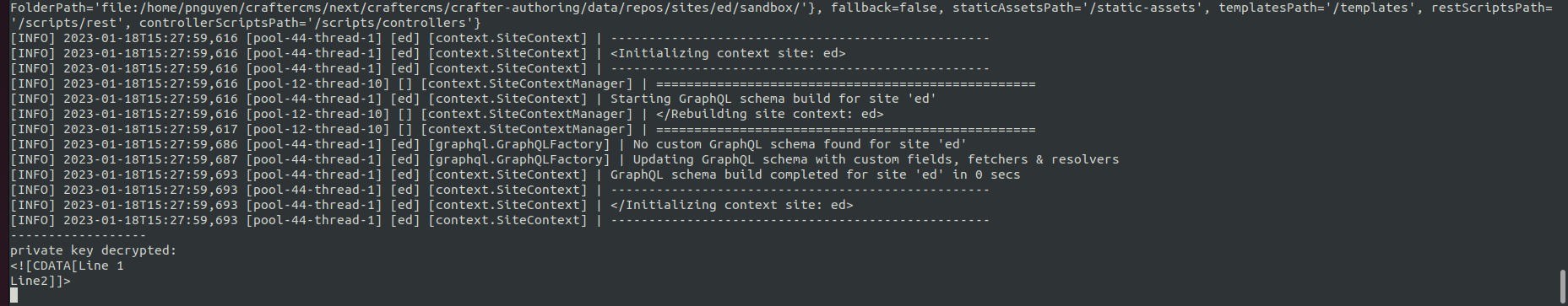 [studio] Decryption of data does not honor the new lines in private ...