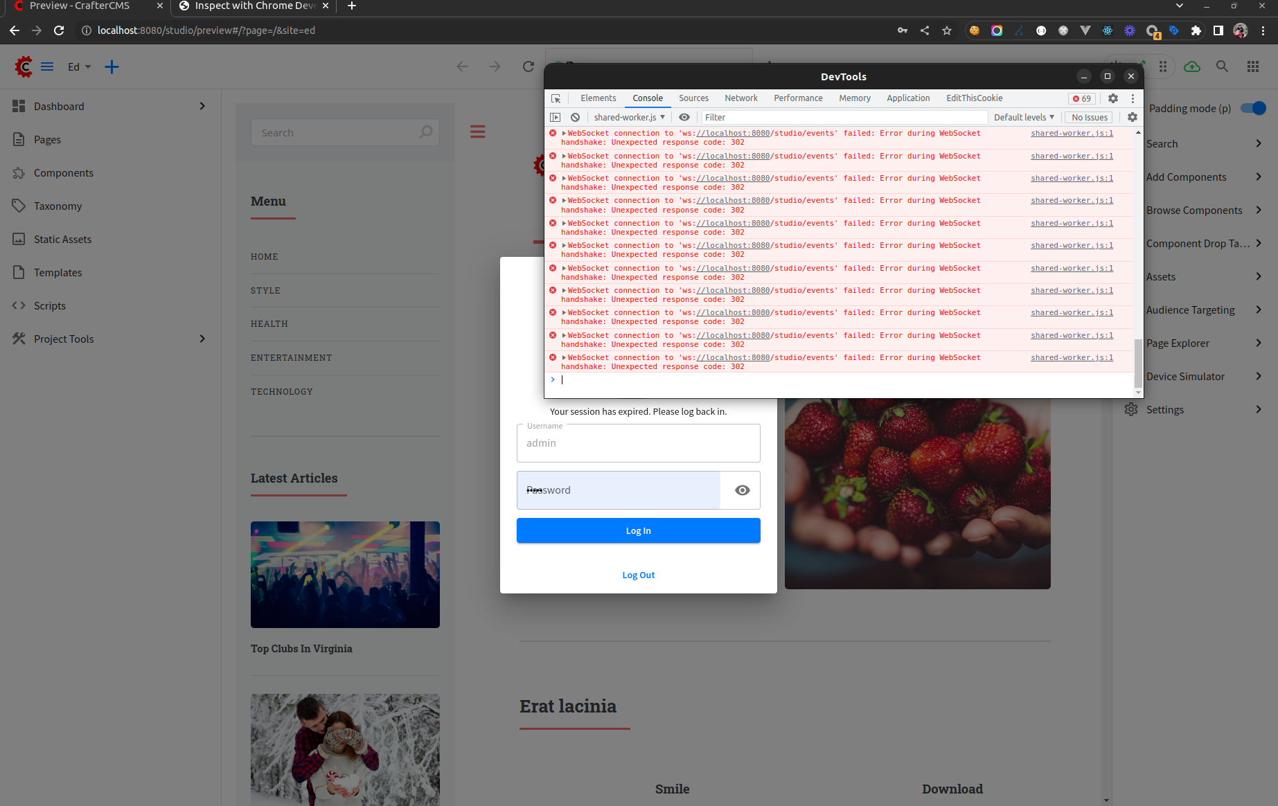 [studio-ui] Websocket throws 302 error when session timeout · Issue #6015 · craftercms ...