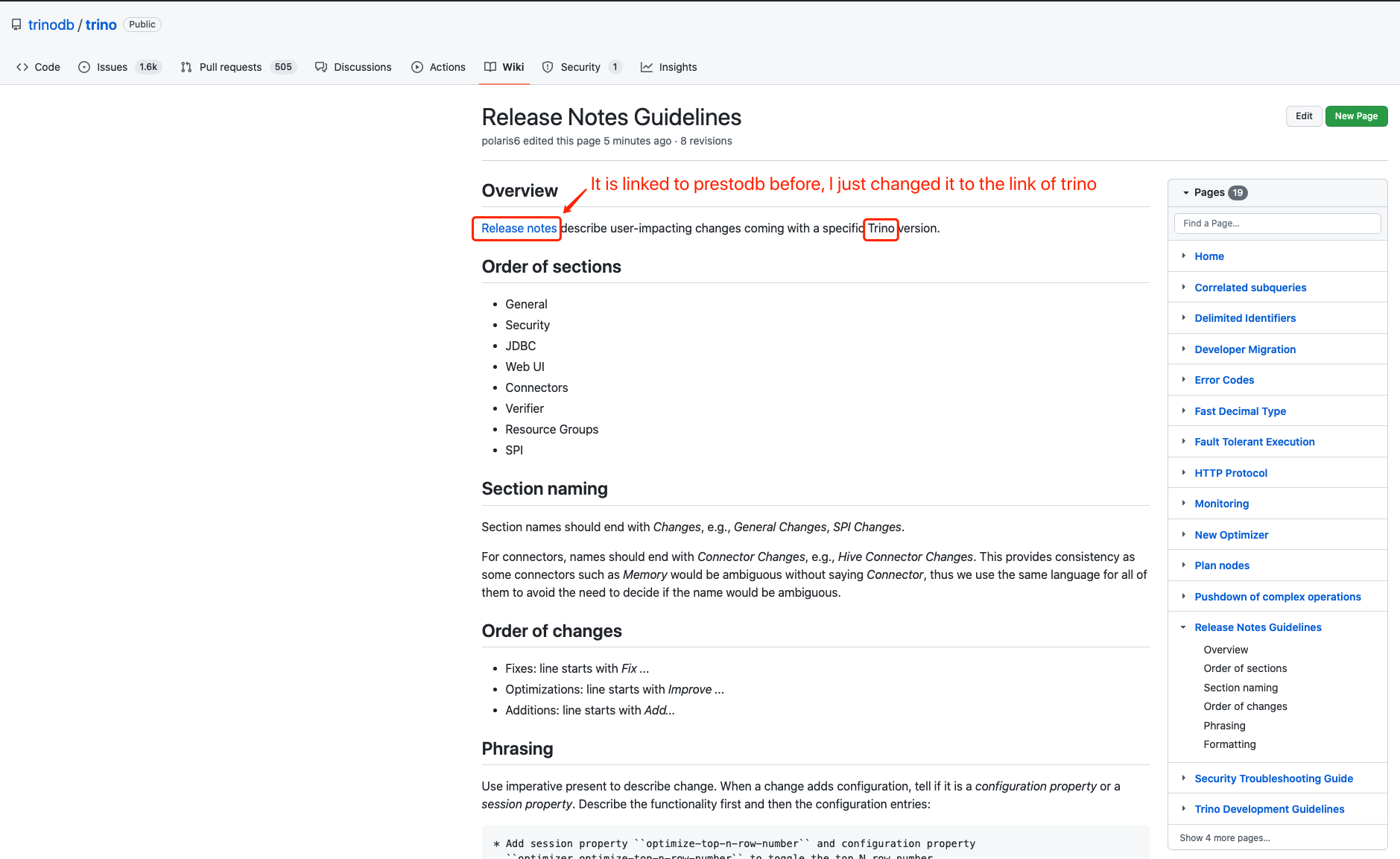 Some Of The Wikis Content Is Outdated · Issue 12366 · Trinodbtrino