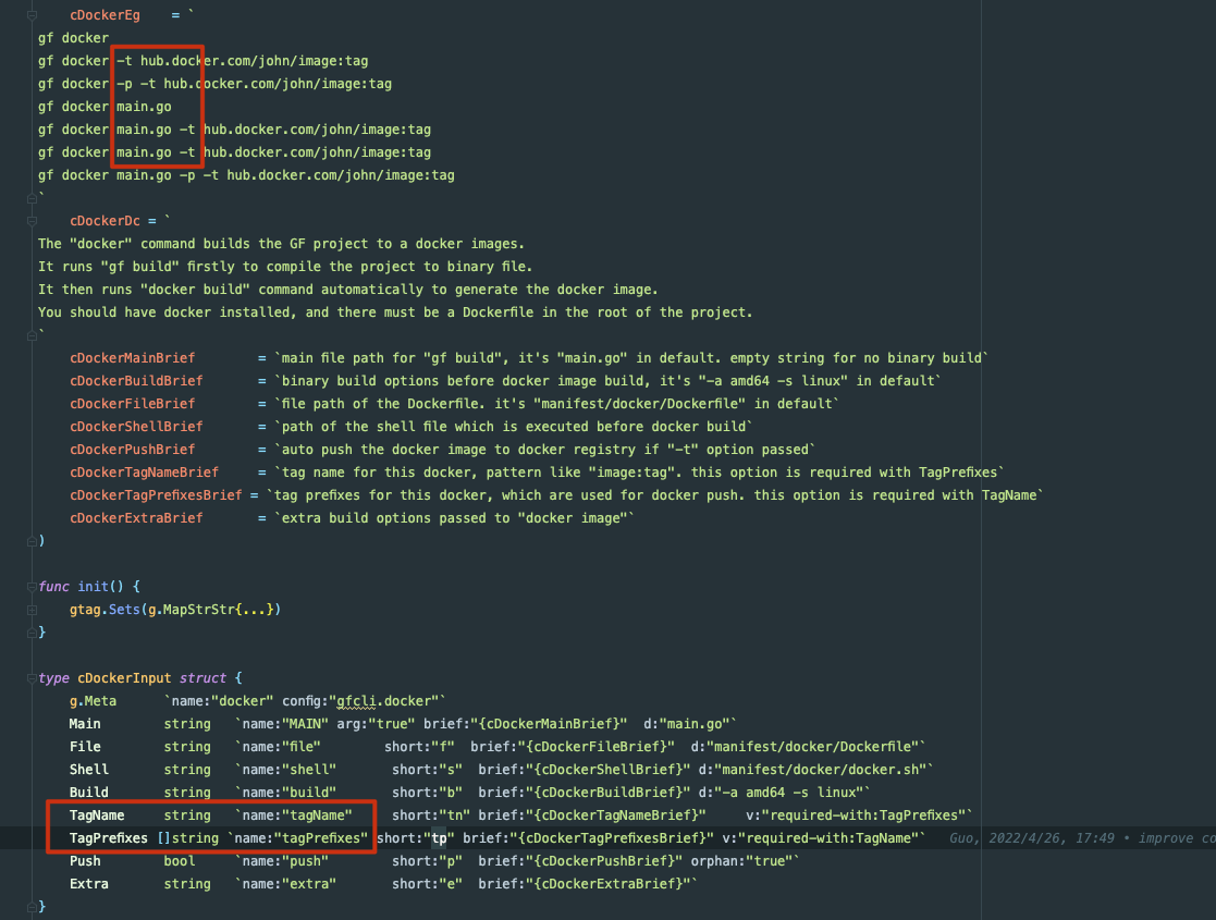 gfcli docker example 短参数与输入不匹配 · Issue #2100 · gogf/gf · GitHub